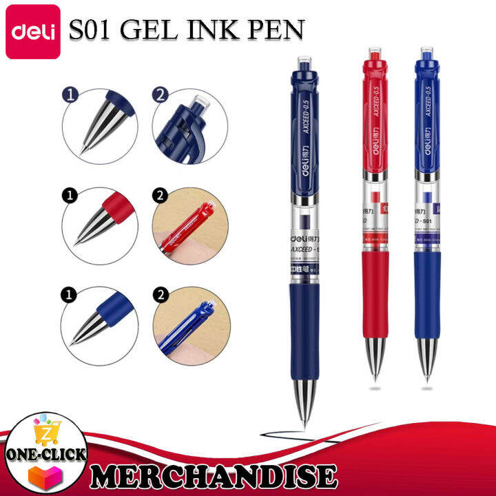Deli S01 Lineflow Gel Ink Pen 0.5 MM Retractable Gel Ink Pens School ...