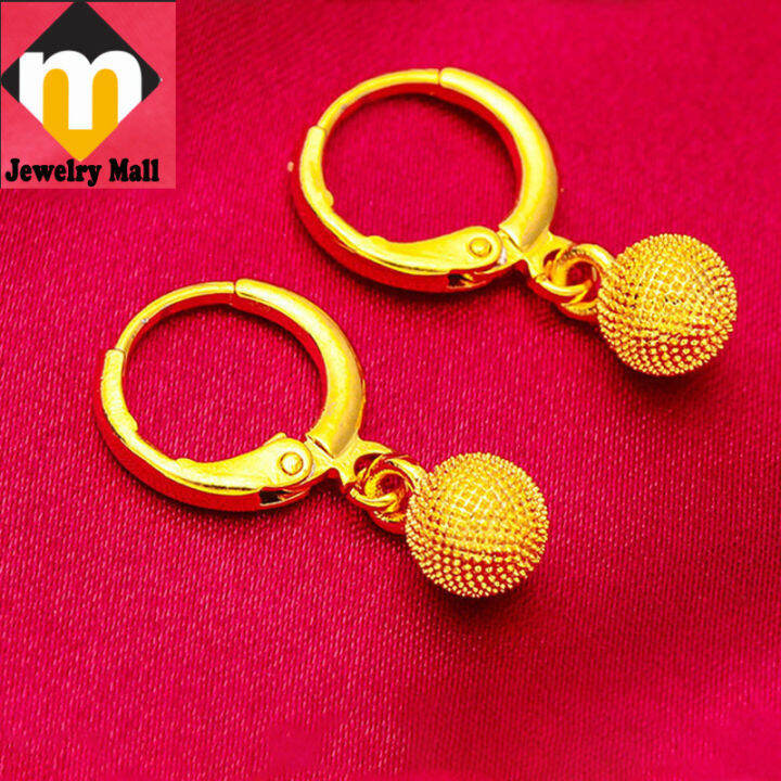 hikaw 24K Saudi Gold Nasasangla pawnable 100% Original Gold round bead ...