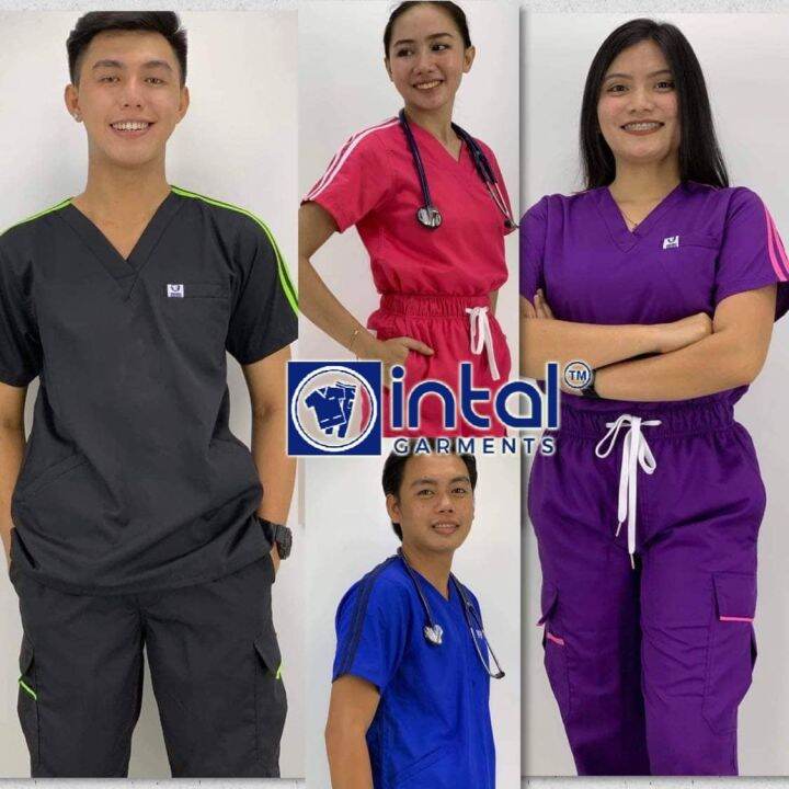 Intal Scrub Suit 031b Cargo 6 Pocket Pants Activewear Unisex Scrubs Elite Quality Scrubsuit Set