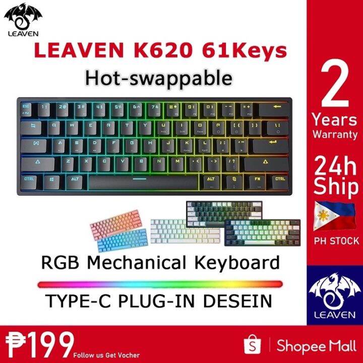 LEVEN K620 61Key Mechanical Keyboard RGB Hotswapble Office Gaming ...