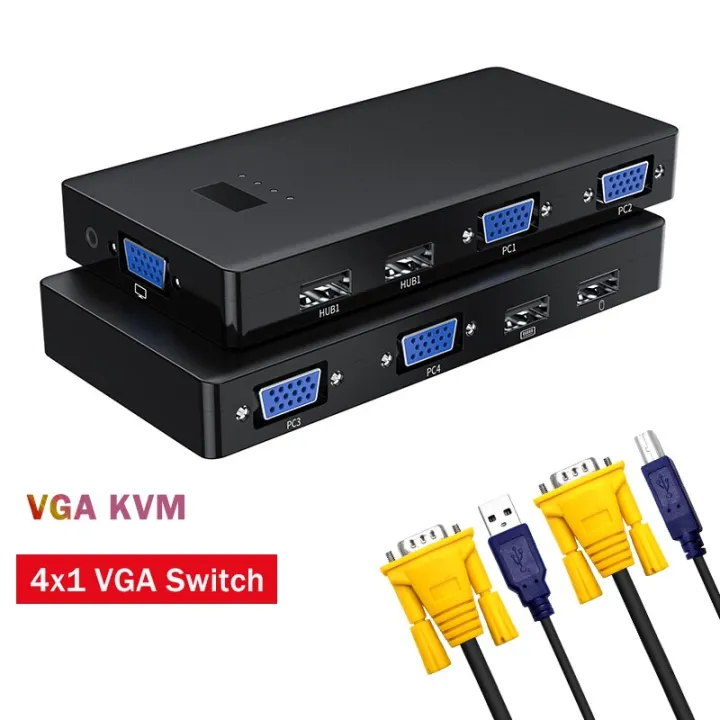 VGA USB KVM Switch High Quality 4 Port VGA usb Switcher 1080P VGA SVGA ...