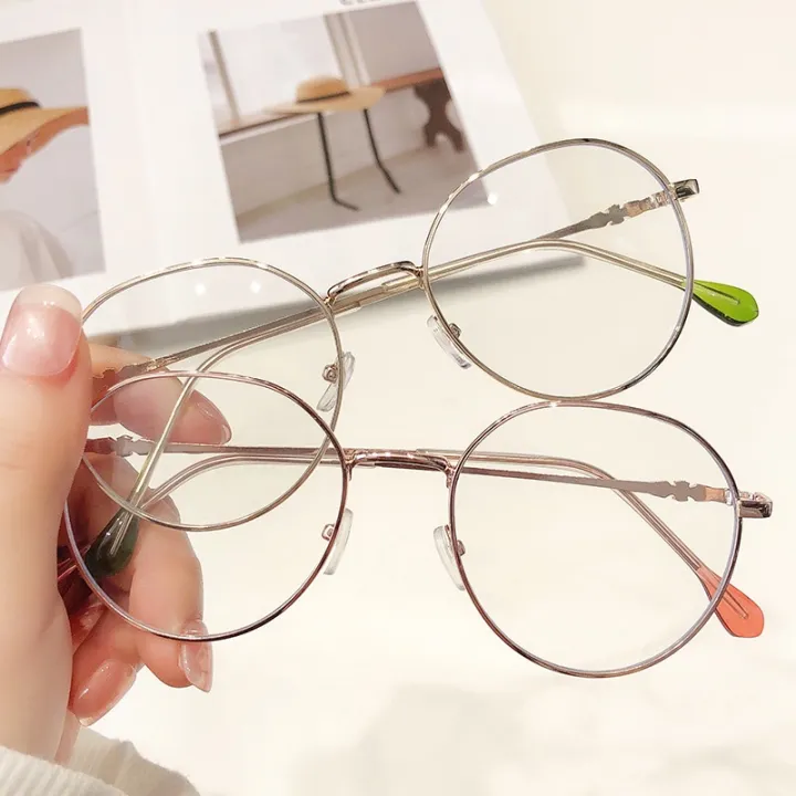 A.one Eyeglasses Anti Radiation Women Round Metal Frame Eyeglasses For ...