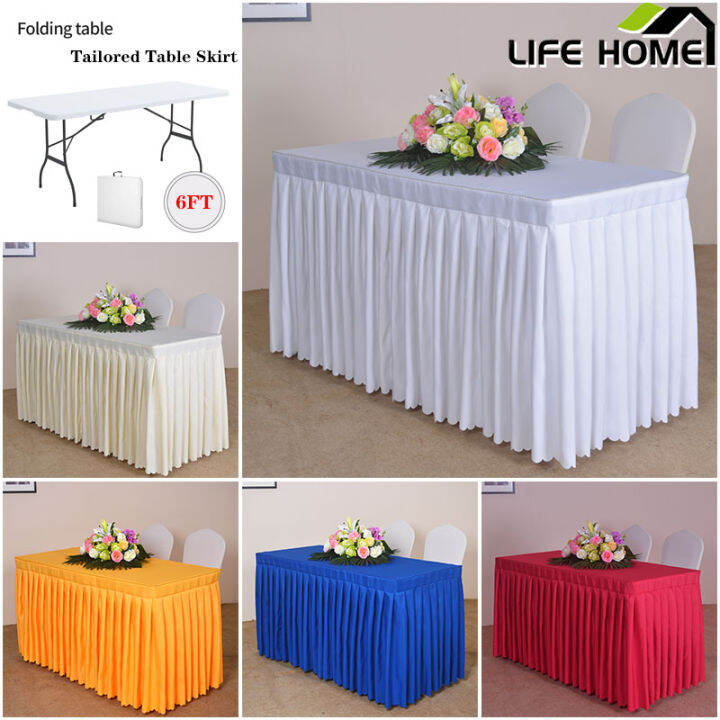 6Ft Folding Table Skirt Rectangular Conference Tablecloth Hotel Banquet ...