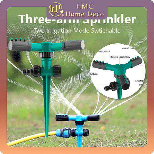 Three-arm Lawn Sprinkler 360° Rotating Water Sprinkler Garden Lawn Yard ...