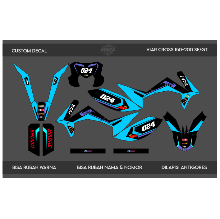 DECAL STICKER VIAR CROSS X 150 SE (005) DEKAL STIKER VIAR 200 GT ...
