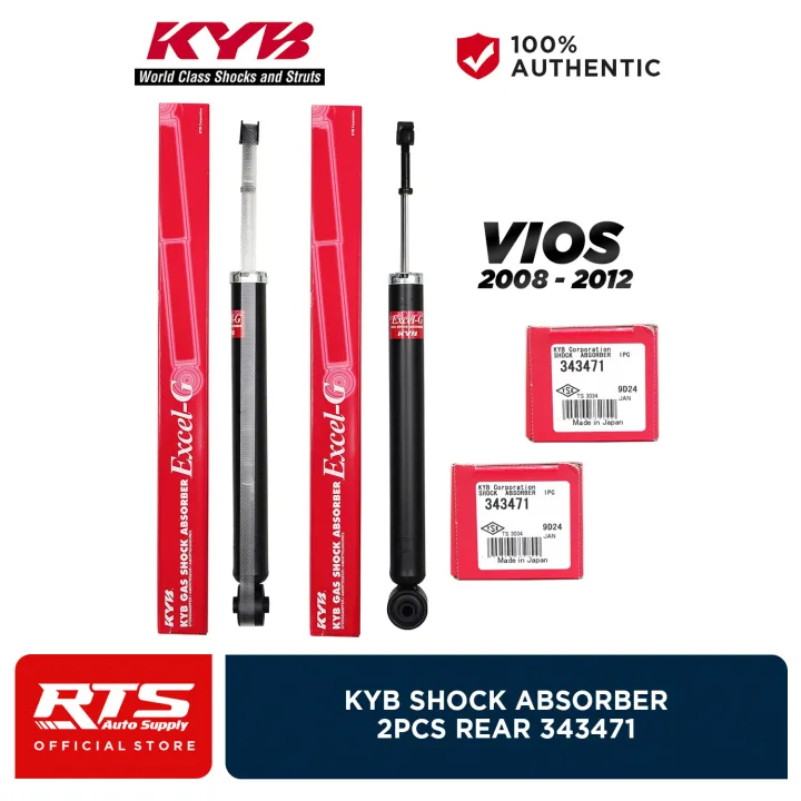 KYB Kayaba Rear Shock Absorber for Toyota Vios / Yaris 2008-2012 Excel-G Gas Type (343471) 2Pcs ...