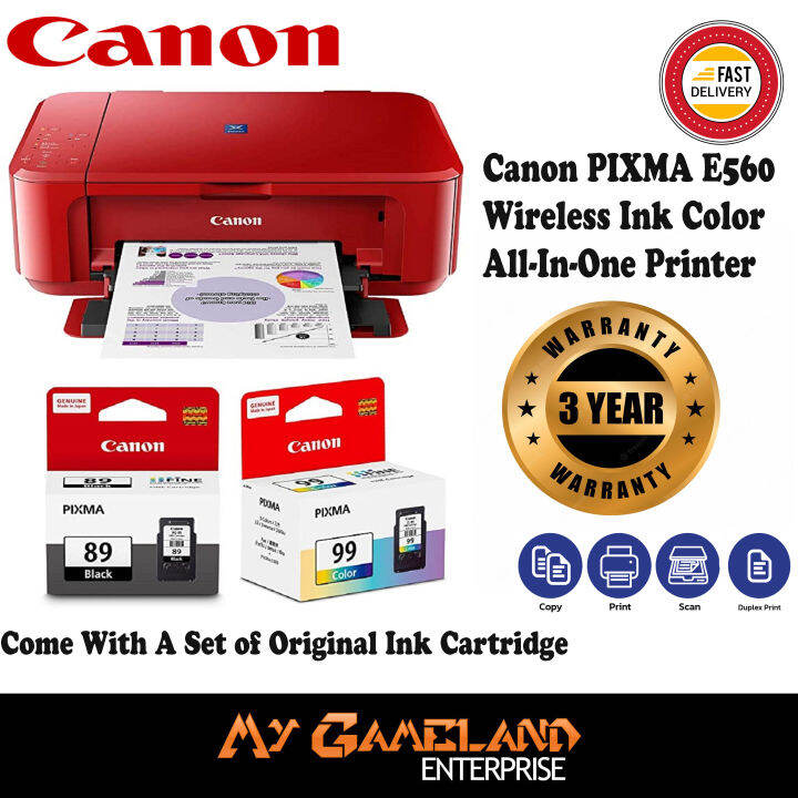 Canon PIXMA E560 Wireless Ink Color All-In-One Printer / Duplex Print ...