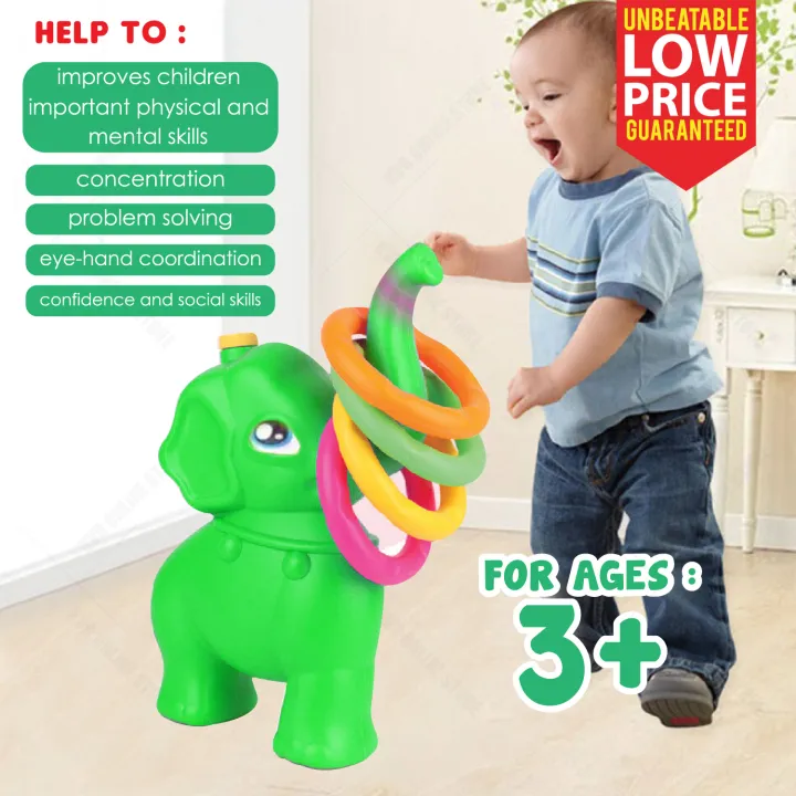 Baby Sensory Toy Throwing Ring Toss Play Game Hoop Rings Elephant Trunk ...