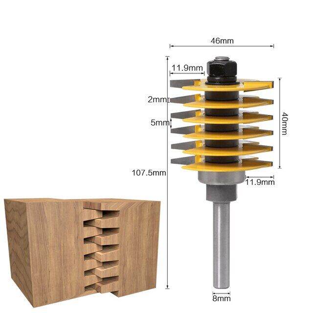 Bit Router Sambungan Tenon, Kelas Industri Pemotong untuk Alat Kayu 8Mm ...
