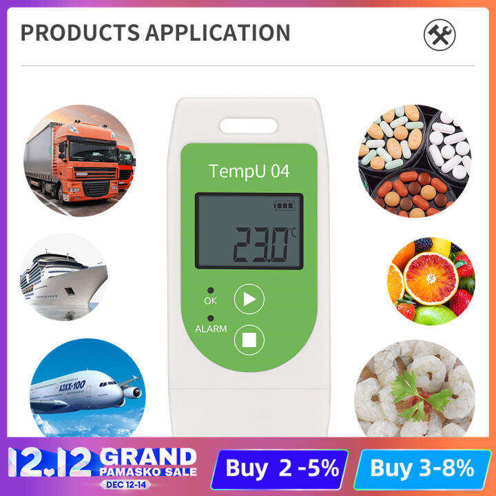 USB Temperature Data Logger Reusable Temperature Recorder TempU04 PDF Report Temperature Record ...
