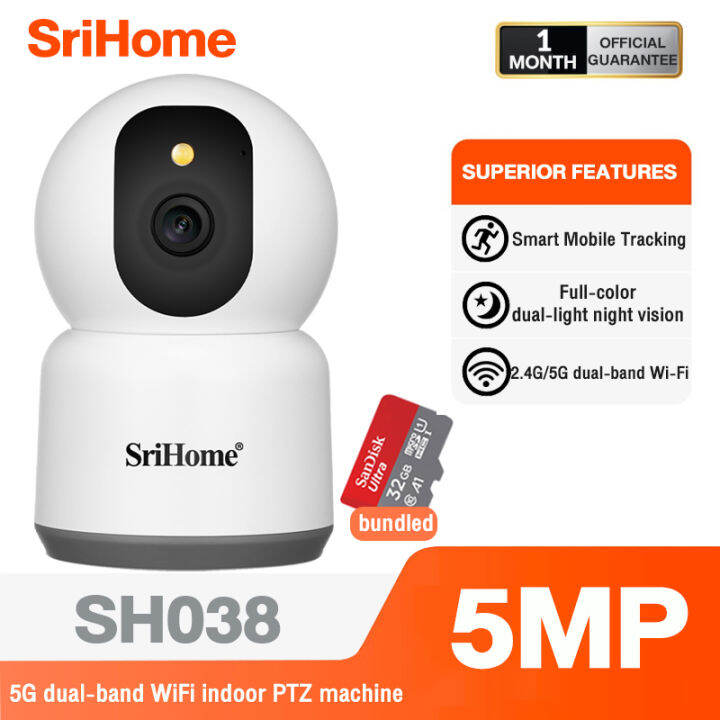 SriHome SH038 4MP/5MP 5G WiFi Camera CCTV IP Security Cam Full Color ...