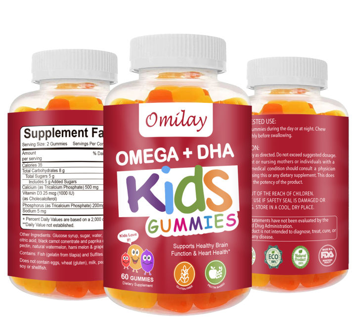Omilay OMEGA + DHA Kids Gummies Supports Healthy Brain Function & Heart ...
