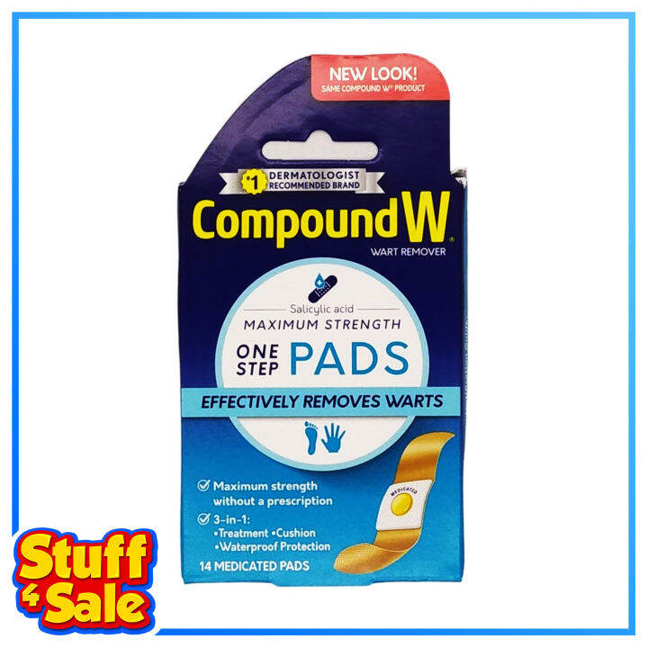 Compound W One Step Pads Salicylic Acid Wart Remover 14 Medicated Pads ...