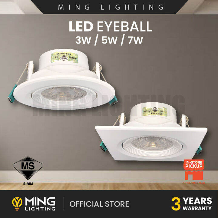 [SIRIM] LED Eyeball 3W 5W 7W Spotlight Lampu Siling Ceiling Downlight ...
