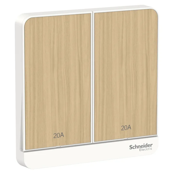 Schneider AvatarOn 20A 2 Gang Double Pole Switch with LED, Light Wood ...