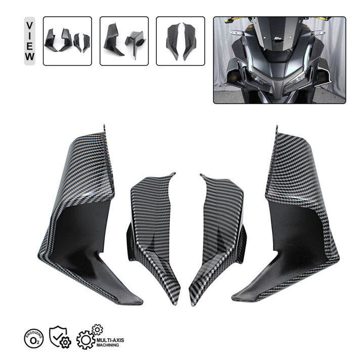 Motorcycle Carbon Black Front Side Wing Wind Panel Cover Eyebrow ...
