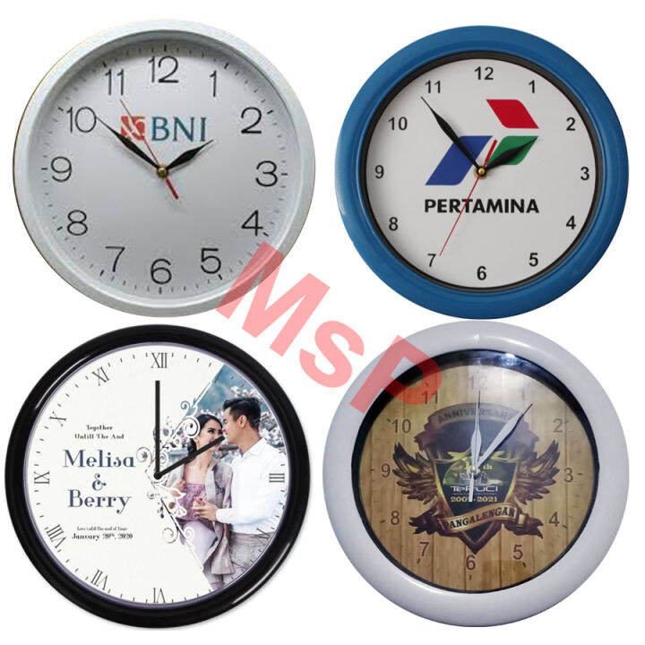 JAM DINDING CUSTOM PROMOSI SOUVENIR PASANG LOGO PERUSAHAAN / PHOTO ...