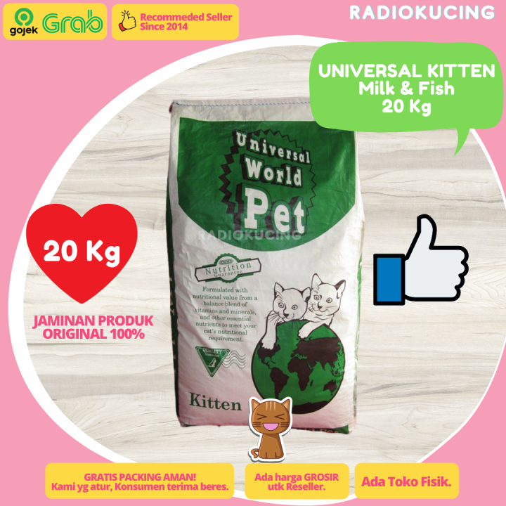 UNIVERSAL KITTEN 20 Kg Karung Milk Fish Makanan Kucing Cat Food ...