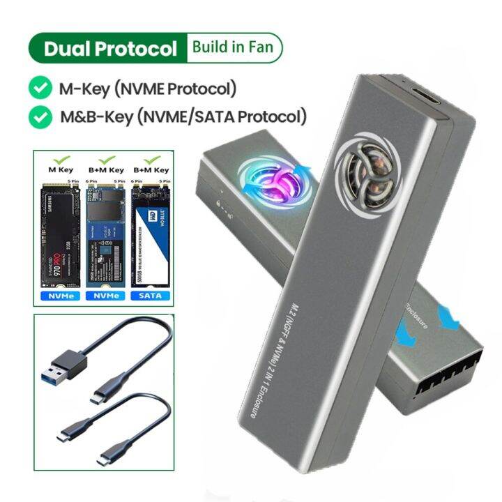 M2 Nvme SSD Case Aluminum 10Gbps USB3.1 GEN2 Type C Dual Protocol M.2 ...