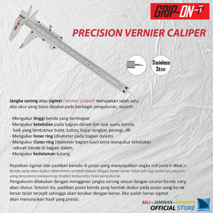 Kaliper Sikmat Presisi Manual ukuran 6" - Precision Vernier Caliper ...