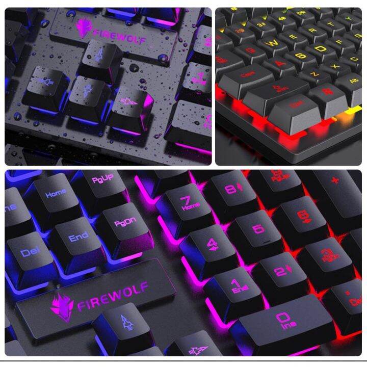 keyboard for laptop FIREWOLF K20 K25 Rainbow LED Gaming Keyboard Multi ...