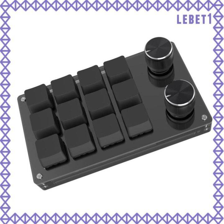 Portable Mini 12-Key Gaming Keyboard Programmable Custom Shortcuts with 2 Knobs Wired Mechanical ...