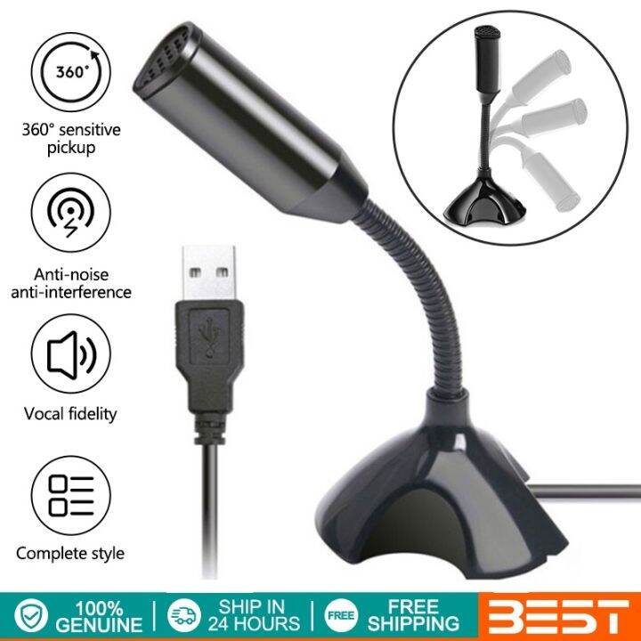 Laptop Microphone USB Desktop Gaming Mic With Holder For PC Computer ...