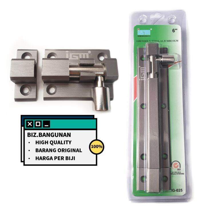 GRENDEL ALUMINIUM STAINLESS IGM 6 INCH - GERENDEL SELOT PINTU / JENDELA ...