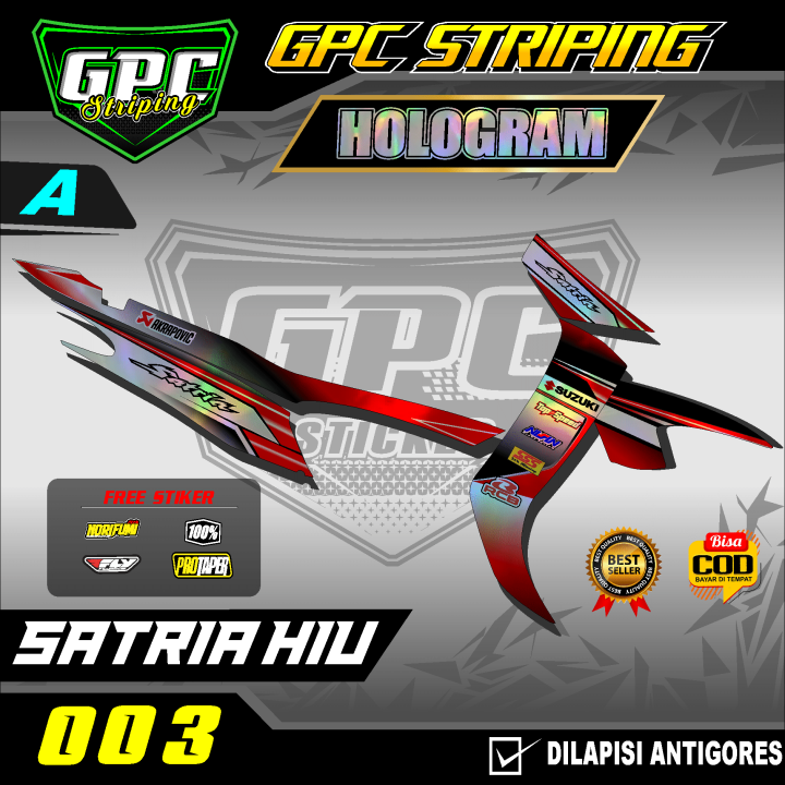 STICKER STRIPING LIST VARIASI HOLOGRAM SATRIA HIU 120R DESAIN MINIMALIS ...