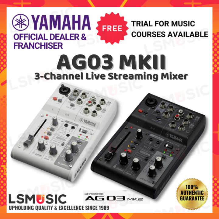 Yamaha AG03 MK2 Live Streaming Mixer 3 Channel Mixer and USB Audio Interface with Cubase AI ( AG ...