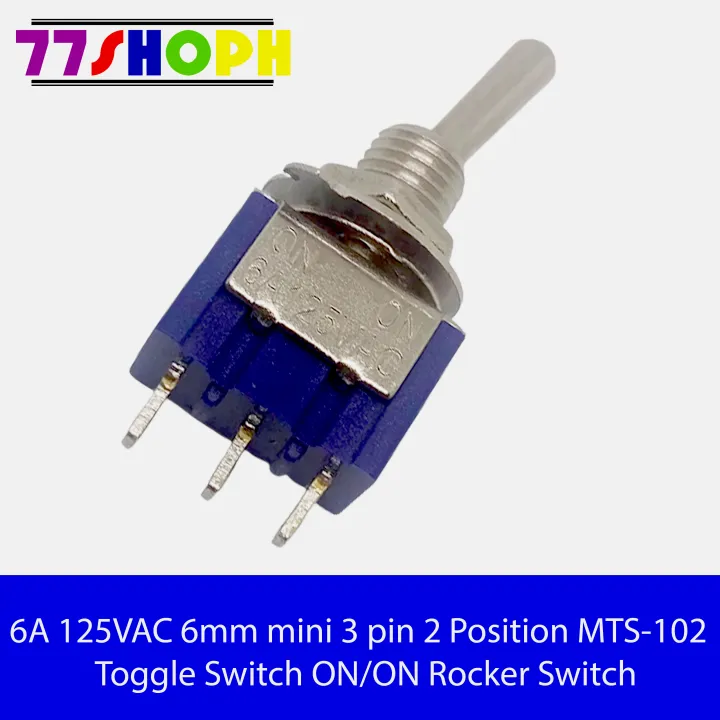 6A 125VAC 6mm mini 3 pin 2 Position MTS-102 Toggle Switch ON/ON Rocker ...