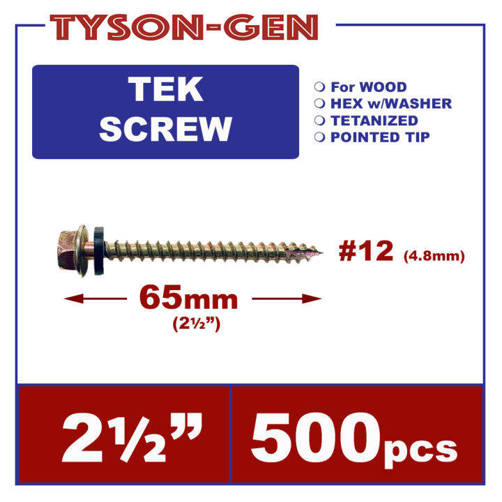 500pcs Tekscrew for Wood 12 x 25mm to 65mm (1" to 2 1/2") - Pointed tip ...