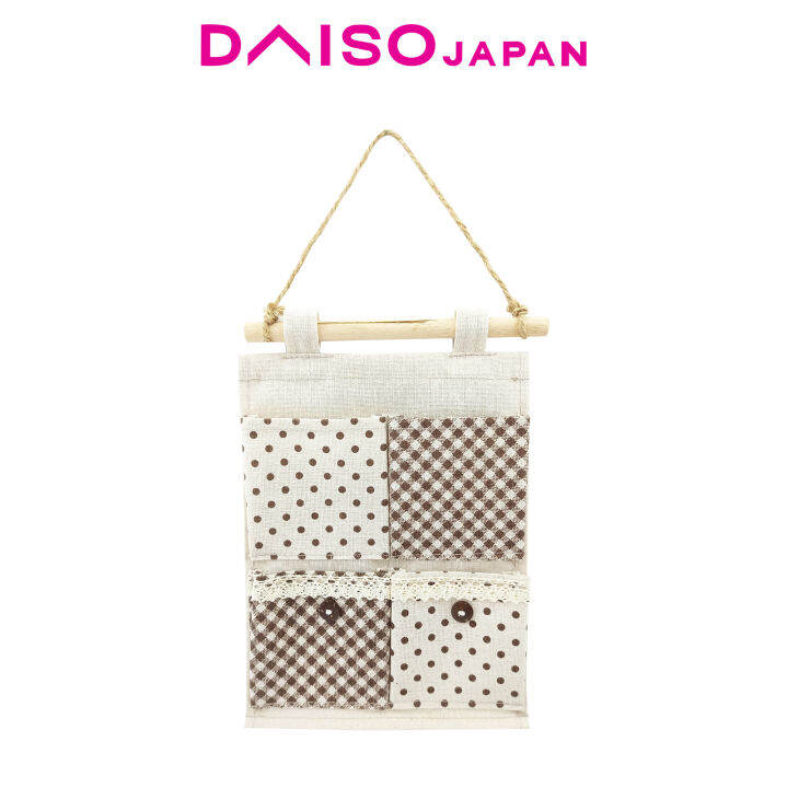 Daiso Natural Wood Wall Hanging 4-Pockets Storage | Lazada PH