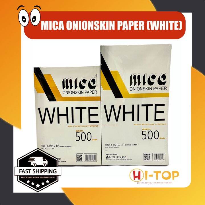 Mica Onionskin Paper White l Long & Short l 500 Sheets l 40GSM | Lazada PH