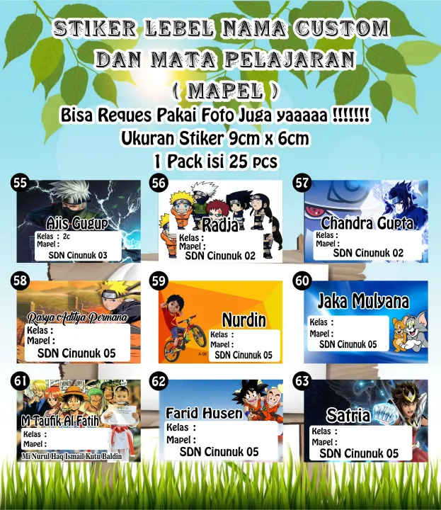 Stiker Lebel Nama & Mata Pelajaran Custom | Lazada Indonesia