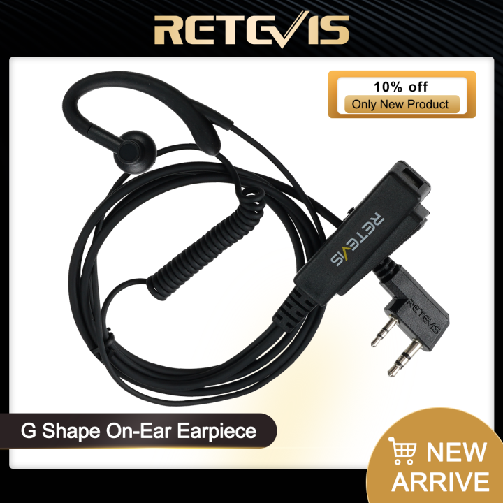 Retevis EEK024 2 Pin PTT Mic Coiled G-Hang Ear Hook Earpiece | Lazada PH