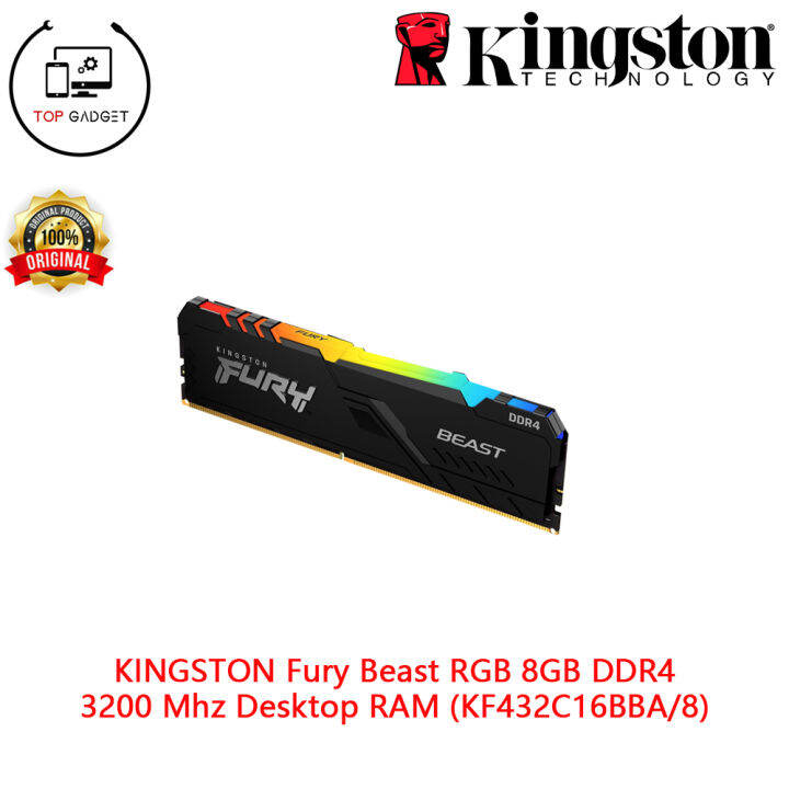 KINGSTON FURY BEAST RGB 8GB 3200MHZ DDR4 DESKTOP RAM (KF432C16BBA/8) | Lazada