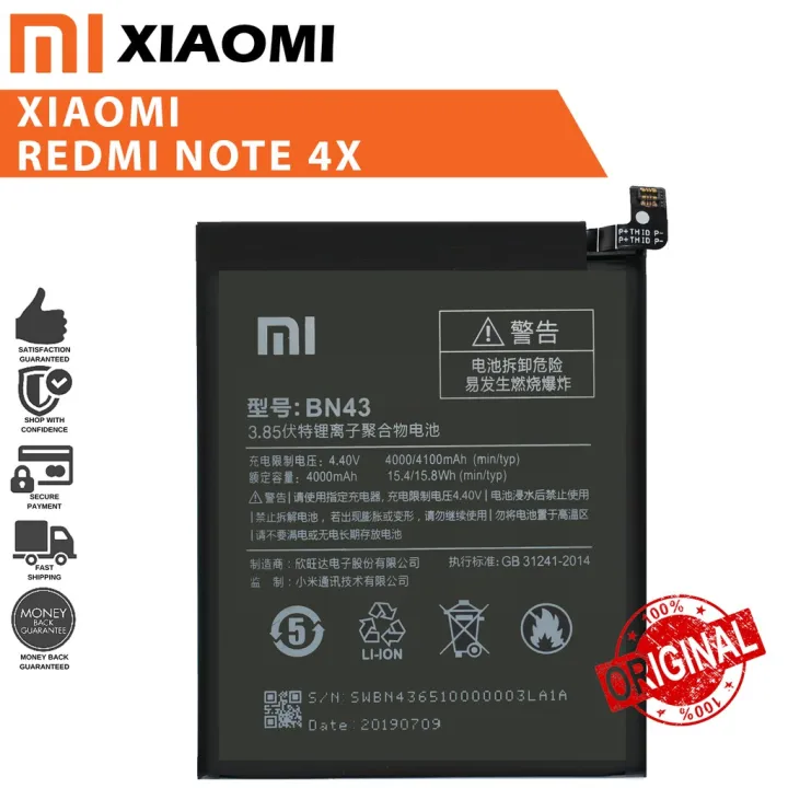 XIAOMI REDMI NOTE 4X Battery, MODEL BN43 Original Equipment ...