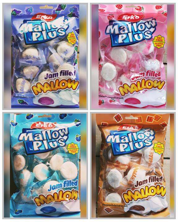 มาร์ชเมลโลว์ Mallow plus jam filled ตรา Erko มาร์ชเมลโลว์สอดไส้แยม 100g ...