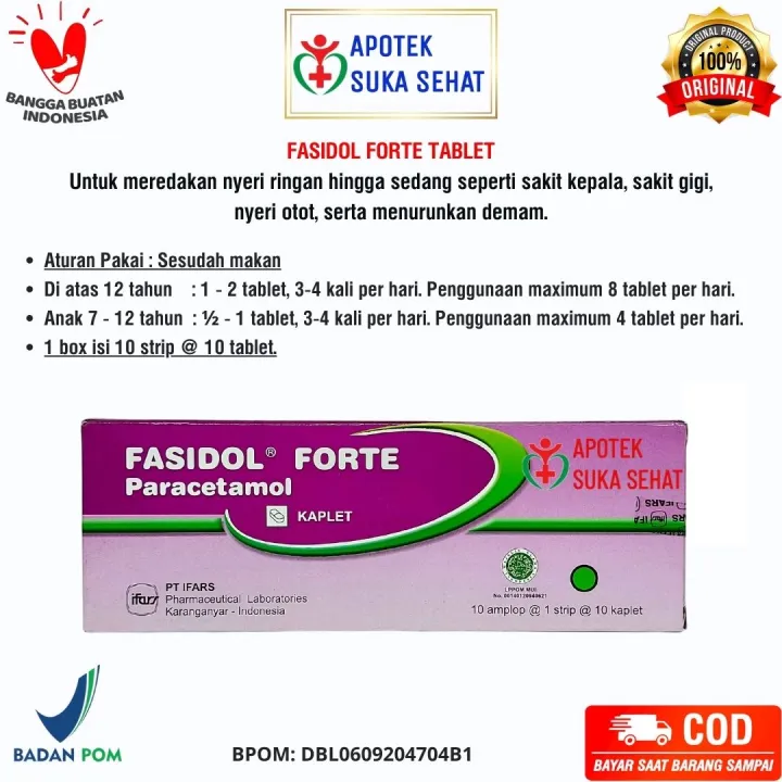 FASIDOL FORTE PARACETAMOL 650 MG ( 1 BOX ISI 10 STRIP ) | Lazada Indonesia