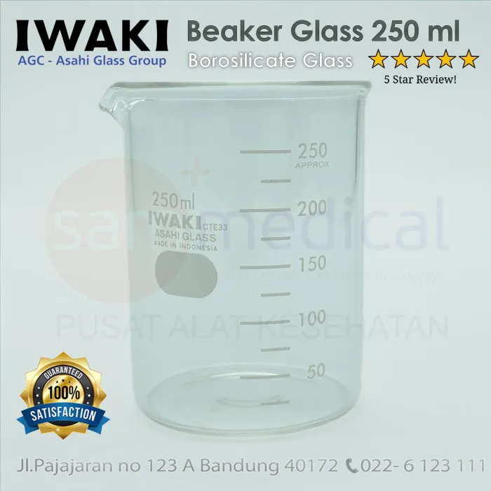 Iwaki Pyrex Beaker Glass Low Form/ Gelas Kimia / Gelas Takar - 250 ml ...