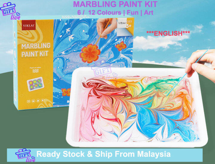 Water Marbling Paint Kit for Kids Painting 6/ 12 color Arts and Crafts ...