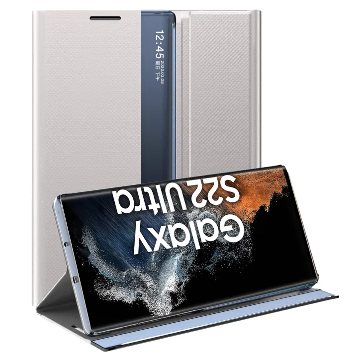 Samsung Galaxy S22 Ultra 5G Case, WindCase Slim PU Leather Flip Smart ...