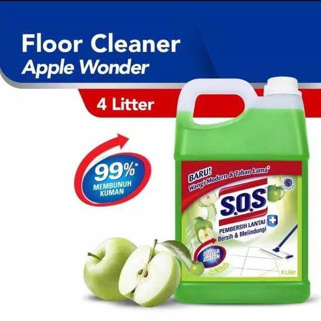 SOS Pembersih Lantai Hijau Apple 4 Liter Jerigen - SOS Floor Cleaner ...
