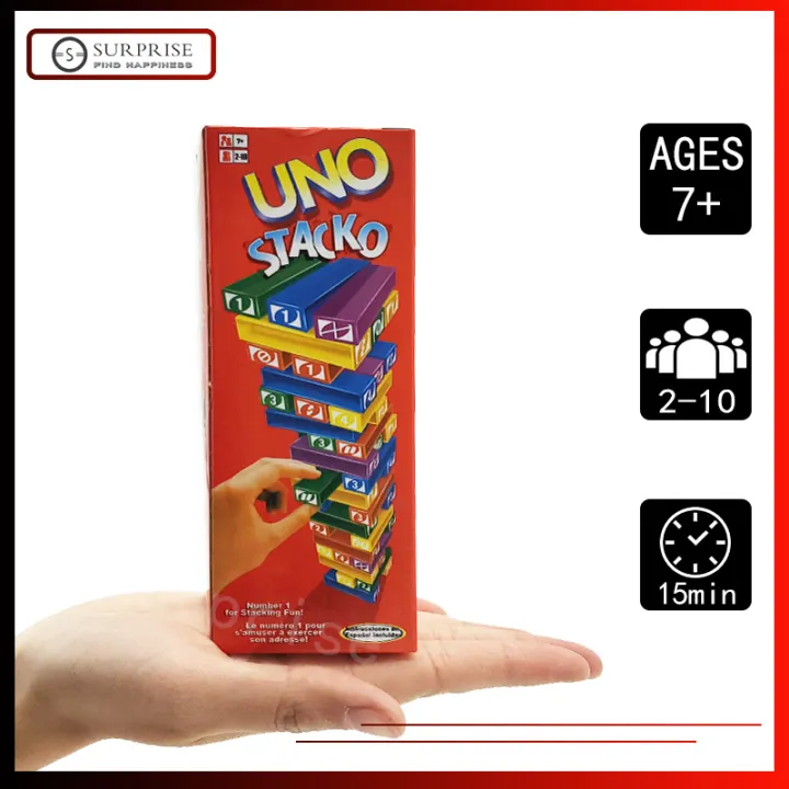 MINI UNO STACKO The Stacking Block Game Mini Board Game Family Game ...