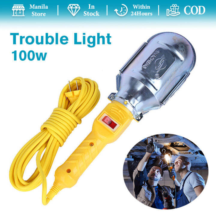 Trouble LIght Portable Yellow Work Light Metal Shield Incandescent ...