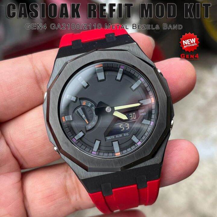 ดัดแปลงเคสฝาโลหะสำหรับ Casioak ชุดแท่ง GA2100นาฬิกาสายยาง GA2110สำหรับ ...