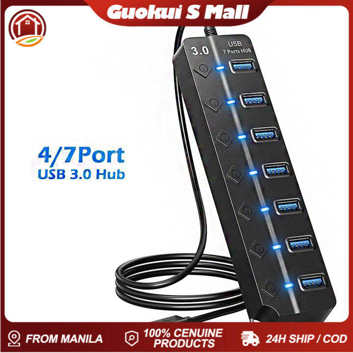 USB Hub 3.0 High Speed 4 / 7 Port Splitter On/off Switch Multi Laptop ...