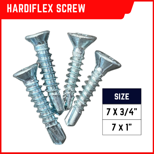 100pcs SILVER HARDIFLEX SCREW (Available in 7 x 1 inches or 7 x 3/4 ...