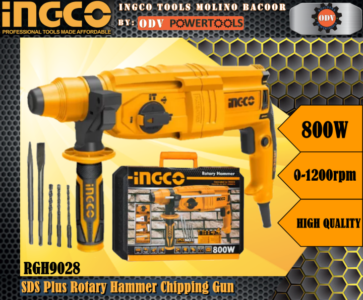 INGCO RGH9028 Industrial SDS Plus Rotary Hammer Chipping Gun 800W - ODV ...
